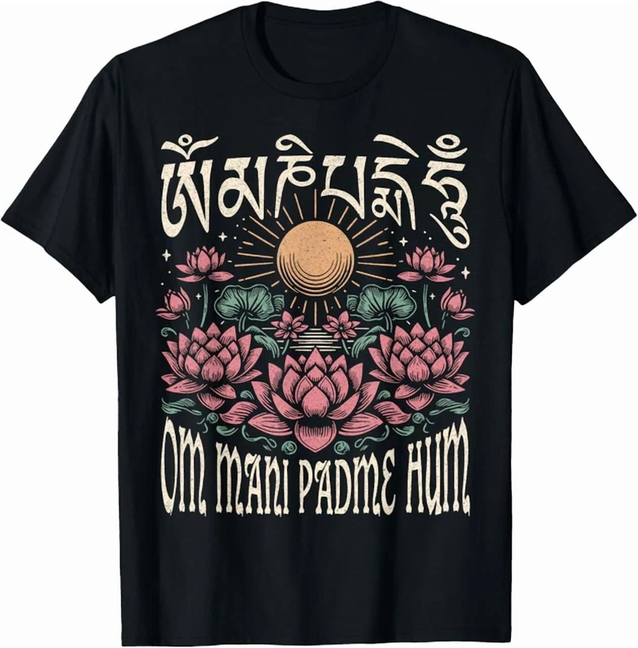DOVU Om Mani Padme Hum Lotus Flower Sun Buddhist Compassion Retro T ...