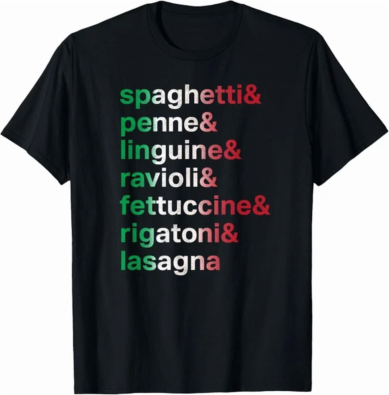 DOVU Pasta Italian Food Foodie Chef List Of Pastas T-Shirt Unisex S-5XL ...