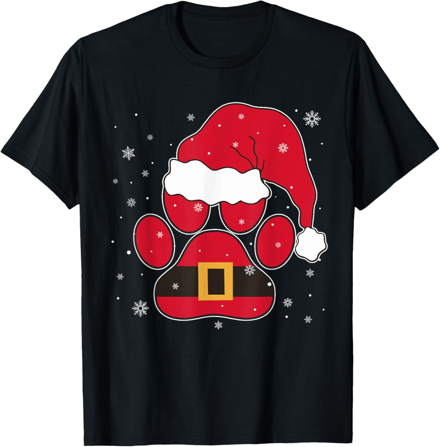 DOVU Paws San.Ta Hat Dog Cat Paw Chris.Tmas Pet Lover T-Shirt Unisex S ...