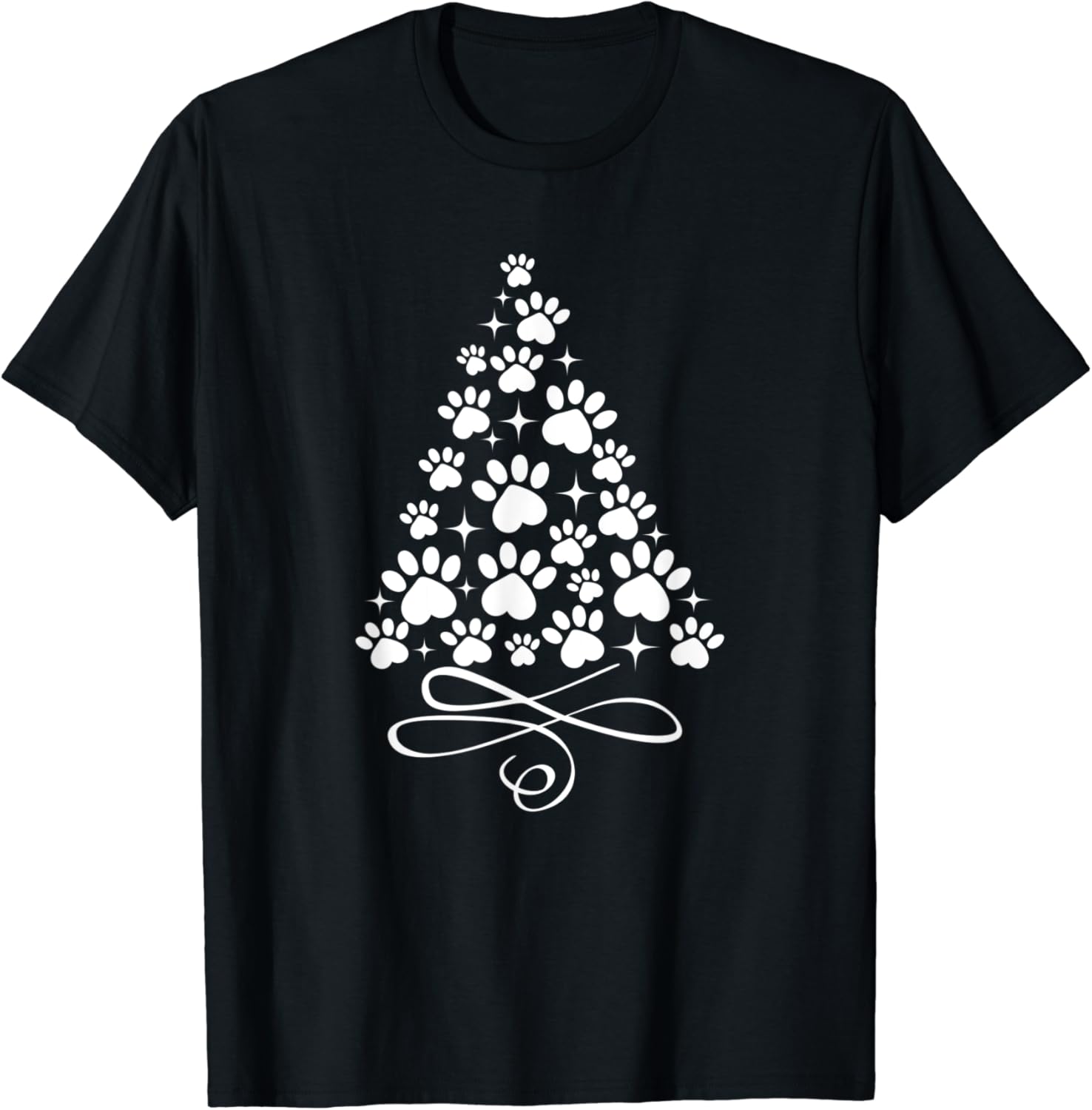 DOVU Pet Paw Print Tree Chris.Tmas Paw Print Dog Cat Puppy Gift T-Shirt ...