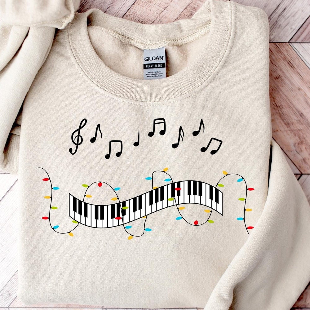 DOVU Piano Chris.Tmas Lights Sweatshirt, Pianist Chris.Tmas Sweatshirt ...