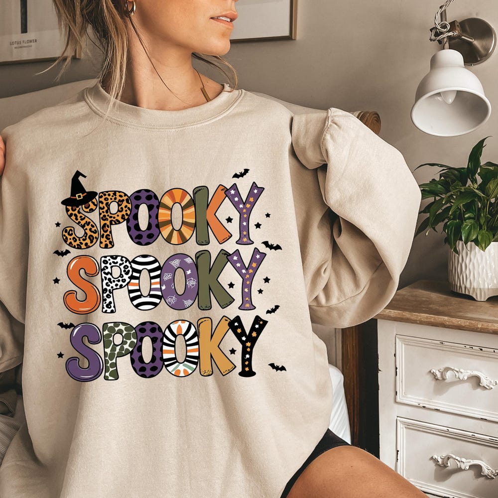 DOVU Popular Cute Hal.Low.Een Spooky Cozy Season Sweatshirt, Hal.Low ...