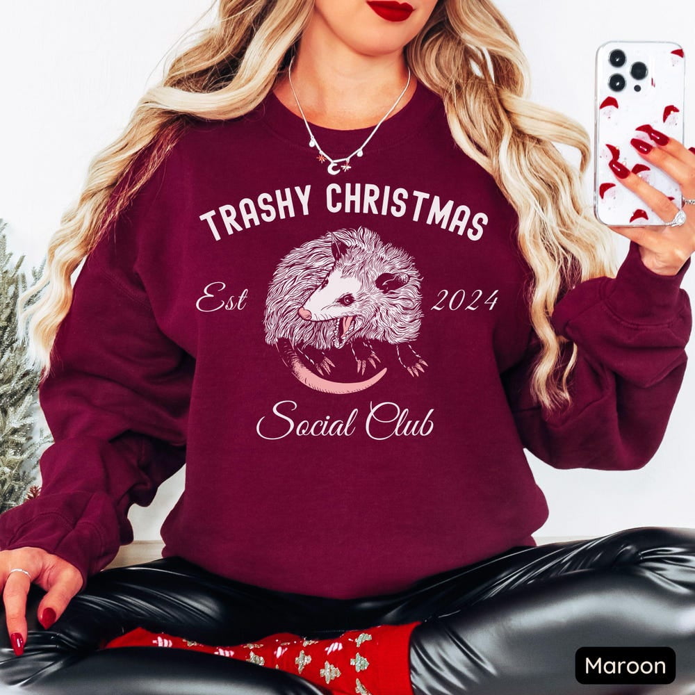 DOVU Possum Chris.Tmas Sweatshirt, Trashy Chris.Tmas Social Club ...