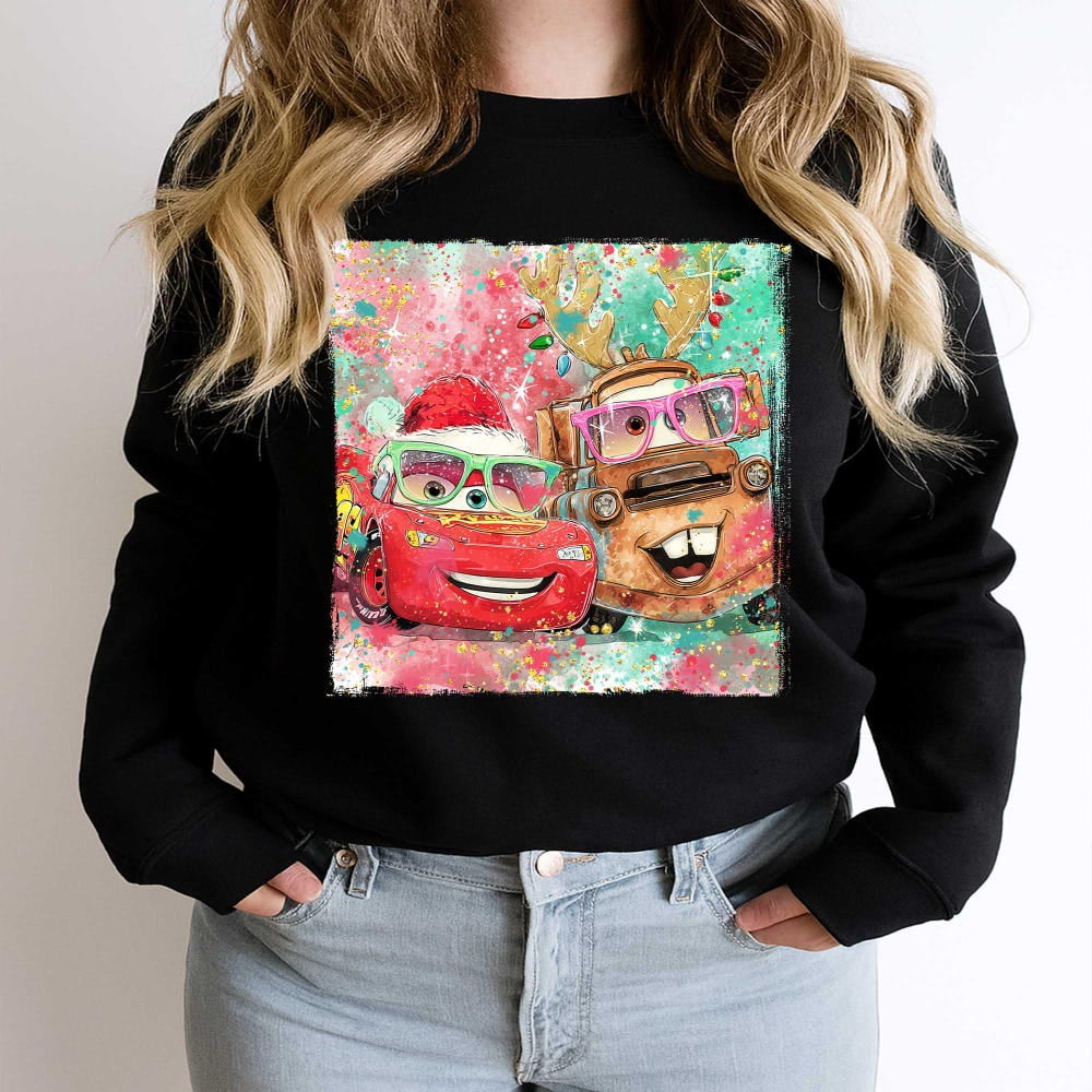 DOVU Preppy Car Chris.Tmas Glitter Style Handwrite Sweatshirt, Cars ...