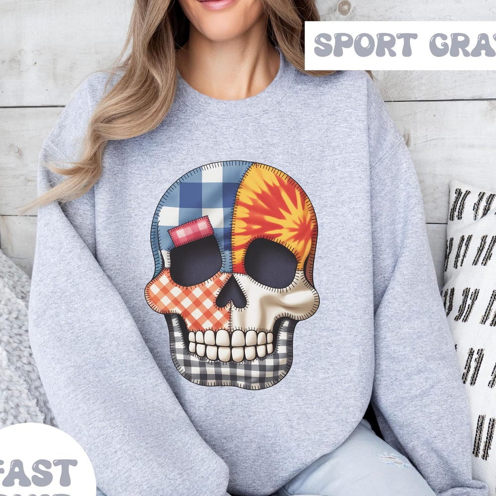 DOVU Preppy Floral Hal.Low.Een Sweatshirt, Patchwork Hal.Low.Een Sweater, Preppy Spooky Cozy ...