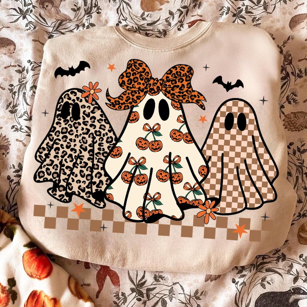 DOVU Preppy Hal.Low.Een Ghost Leo.Pard Shirt, Cute Boo Ghost Coquette Shirt, Hal.Low.Een Shirt ...