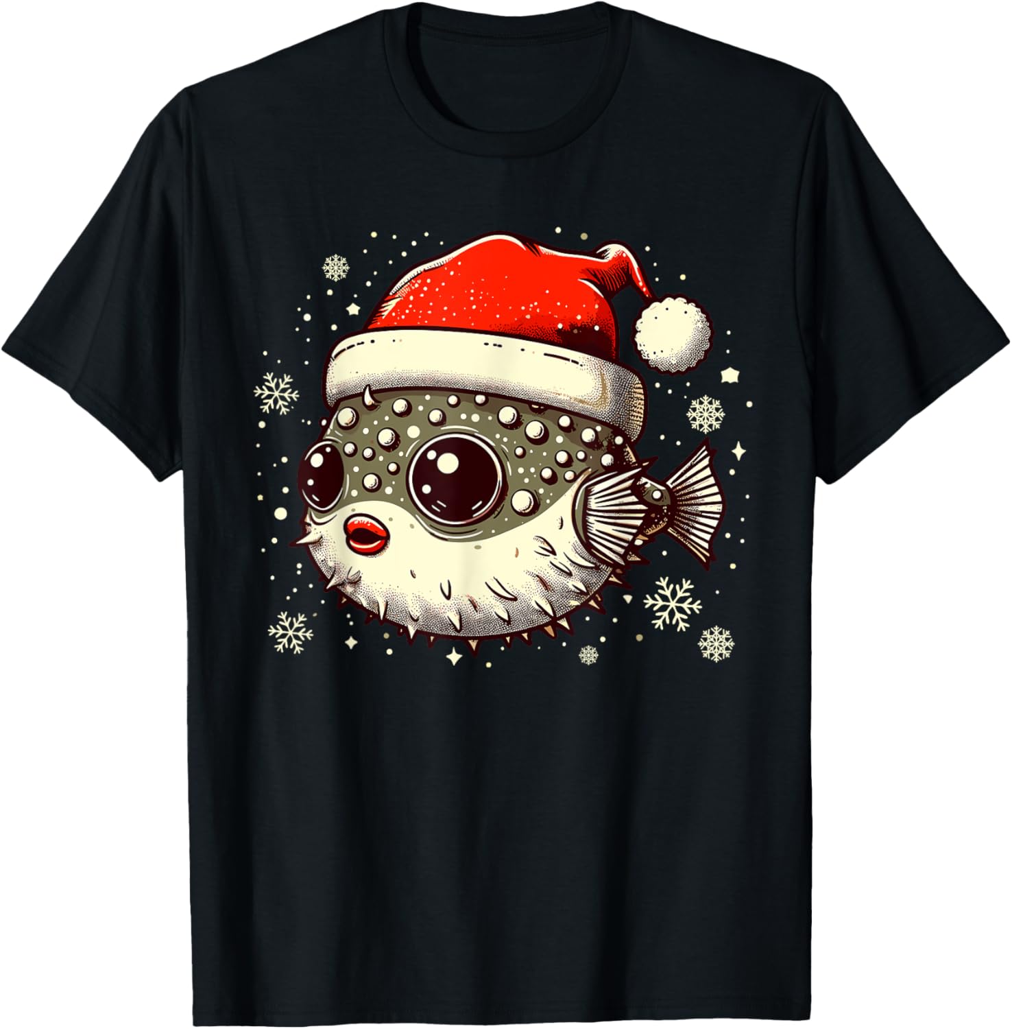 DOVU Pufferfish Chris.Tmas San.Ta Hat Puffer Fish Lovers Blowfish T ...