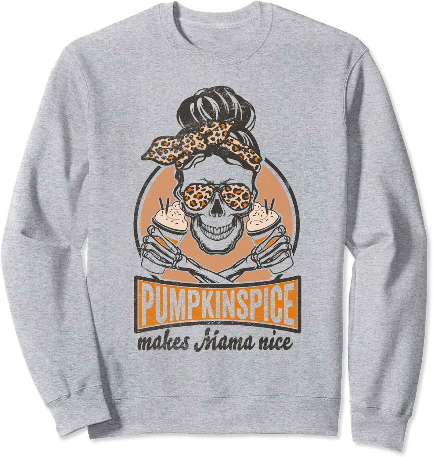 DOVU Pumpkin Spice Makes Mama Nice Hal.Low.Een Skeleton Coffee Sweatshirt Trendy Sweatshirt ...