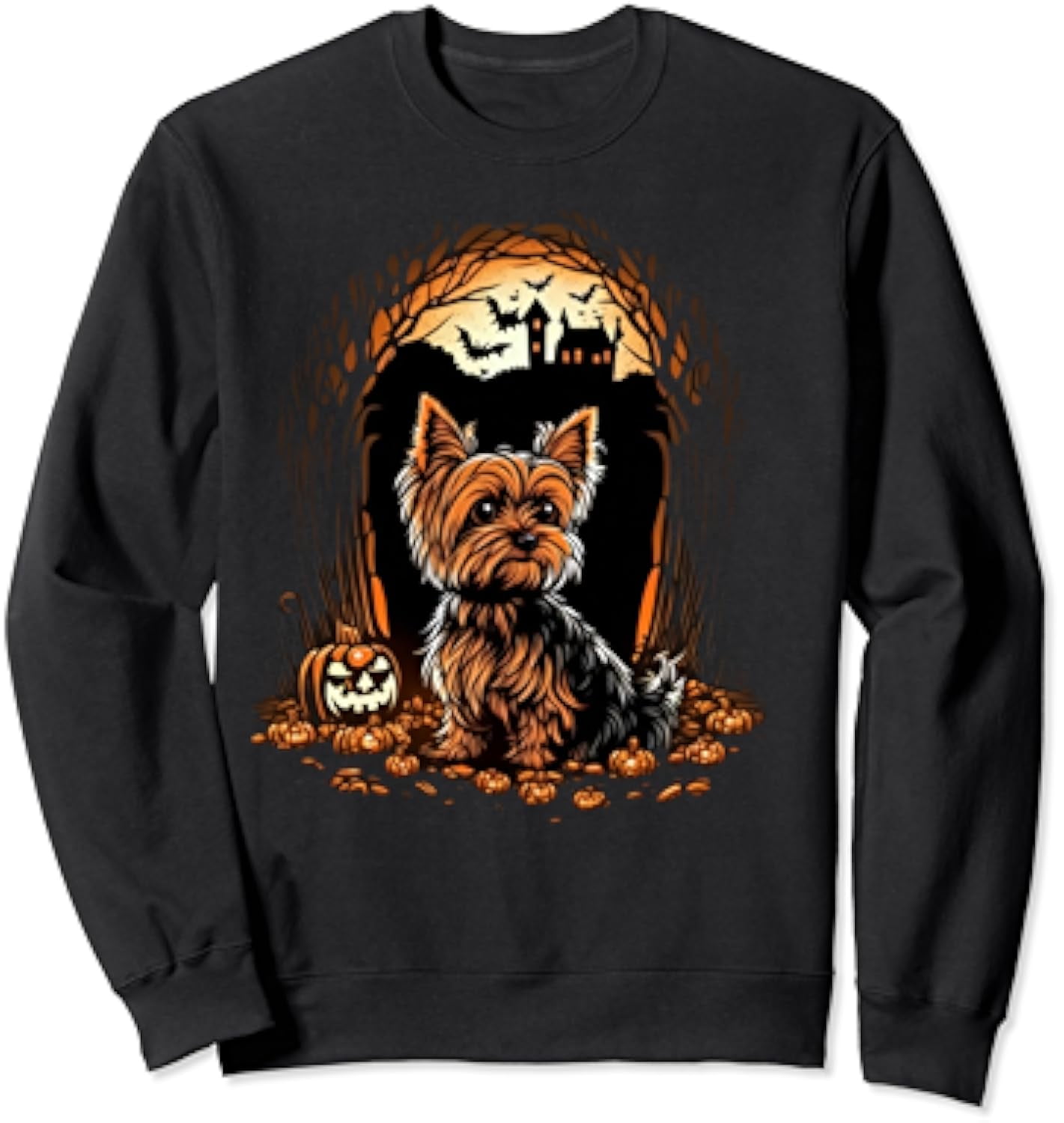 DOVU Pumpkin Yorkie On Yorkshire Terrier Hal.Low.Een Sweatshirt Trendy ...