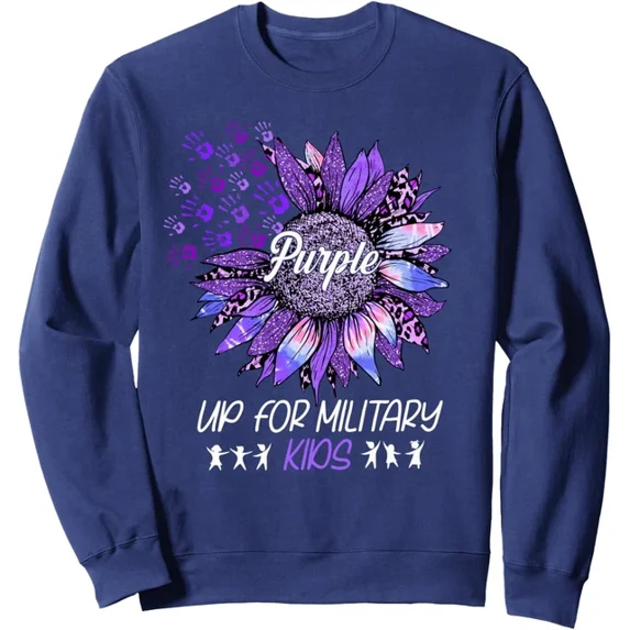DOVU Purple Celebration Up For Military Sunflower Unisex Crewneck ...