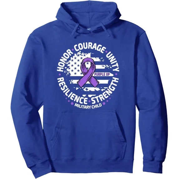 DOVU Purple Up For Military Us Flag Cool Military Month Unisex Hoodie ...