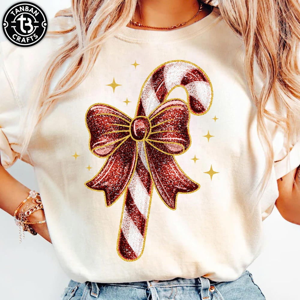 DOVU Retro Candy Cane Shirt, Vintage Merry Chris.Tmas Shirt, Girly Xmas ...