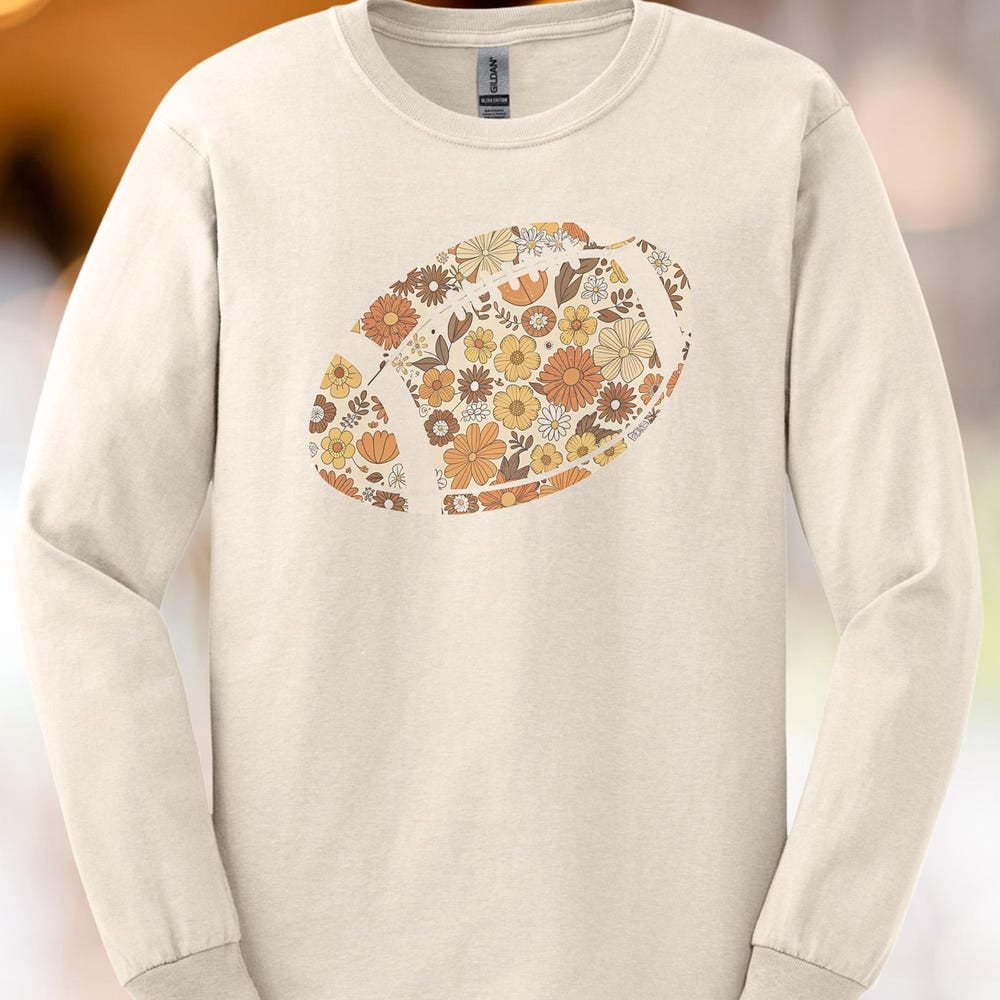 DOVU Retro Floral Football Graphic Sweatshirt With Seventies Inspired ...