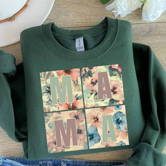 DOVU Retro Flower Mama Sweatshirt, Boho Flower Mama Sweater, Trendy ...
