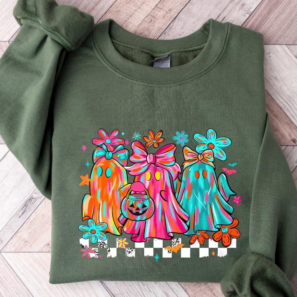 DOVU Retro Hal.Low.Een Ghosts Sweatshirt, Ghost Boo Sweatshirt, Sp00Ky ...