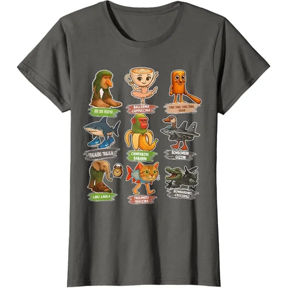 DOVU Retro Italian Brainrot Funny All Brainrot Crewneck T-Shirt Unisex ...