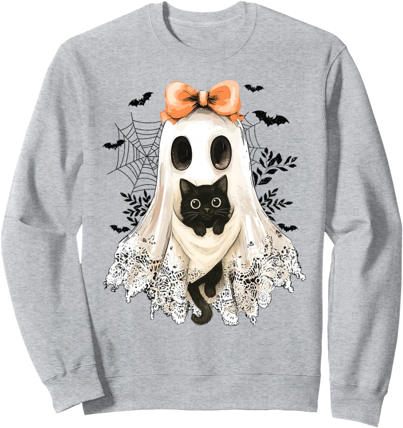 DOVU Retro Lace Ghost Coquette Black Cat Spooky Hal.Low.Een Women Sweatshirt Trendy Sweatshirt ...