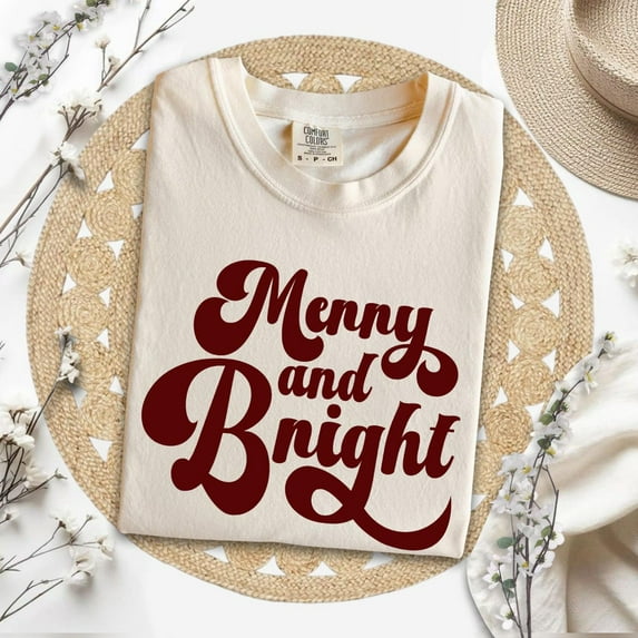 DOVU Retro Merry And Bright Chris.Tmas Shirt, Holiday Positive Vibes ...