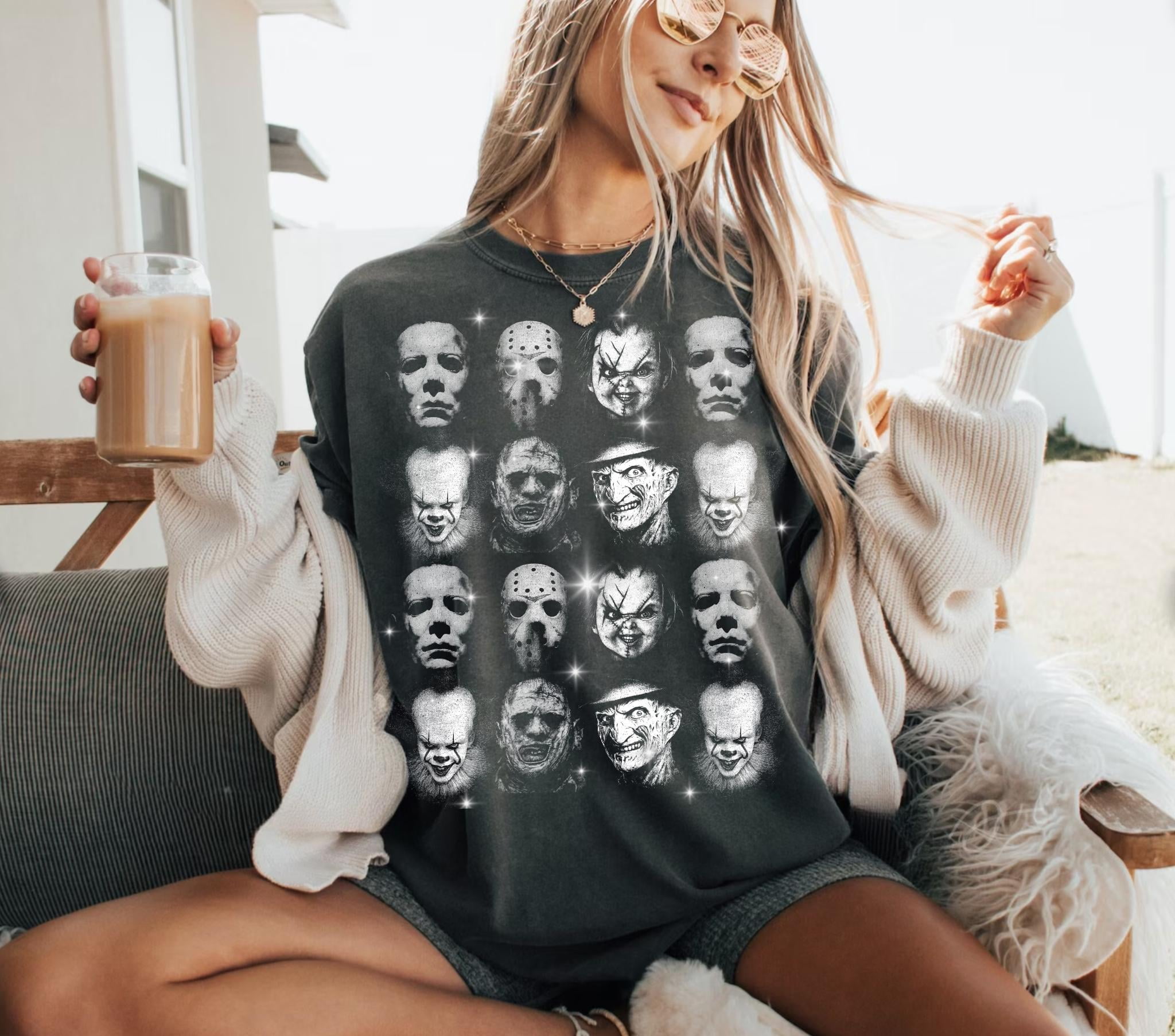 DOVU Retro S Retro Hal.Low.Een Shirt Horror Movie Theme Scary Movie ...