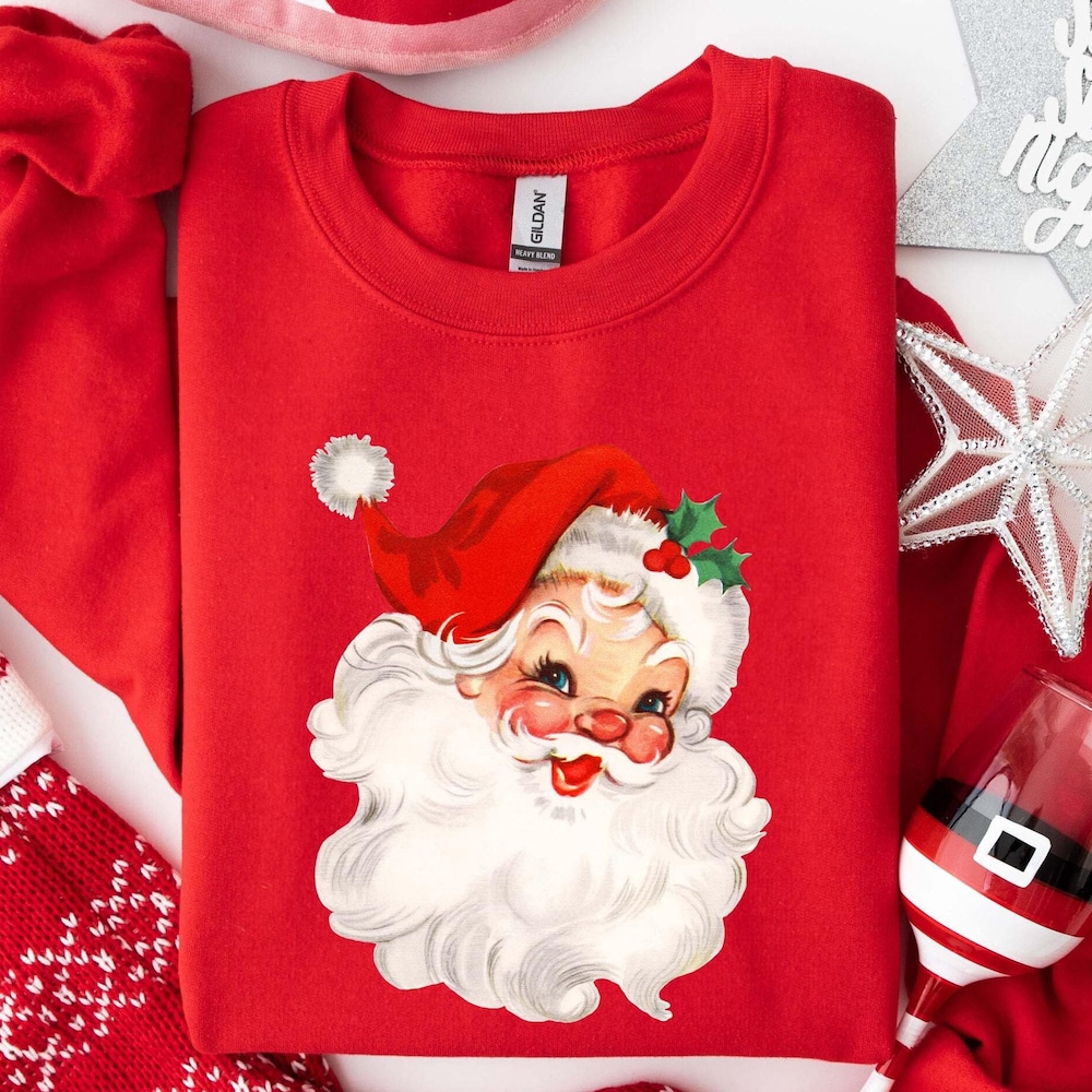 DOVU Retro San.Ta Sweatshirt, Woman San.Ta Sweatshirt, Retro Chri.Stm ...