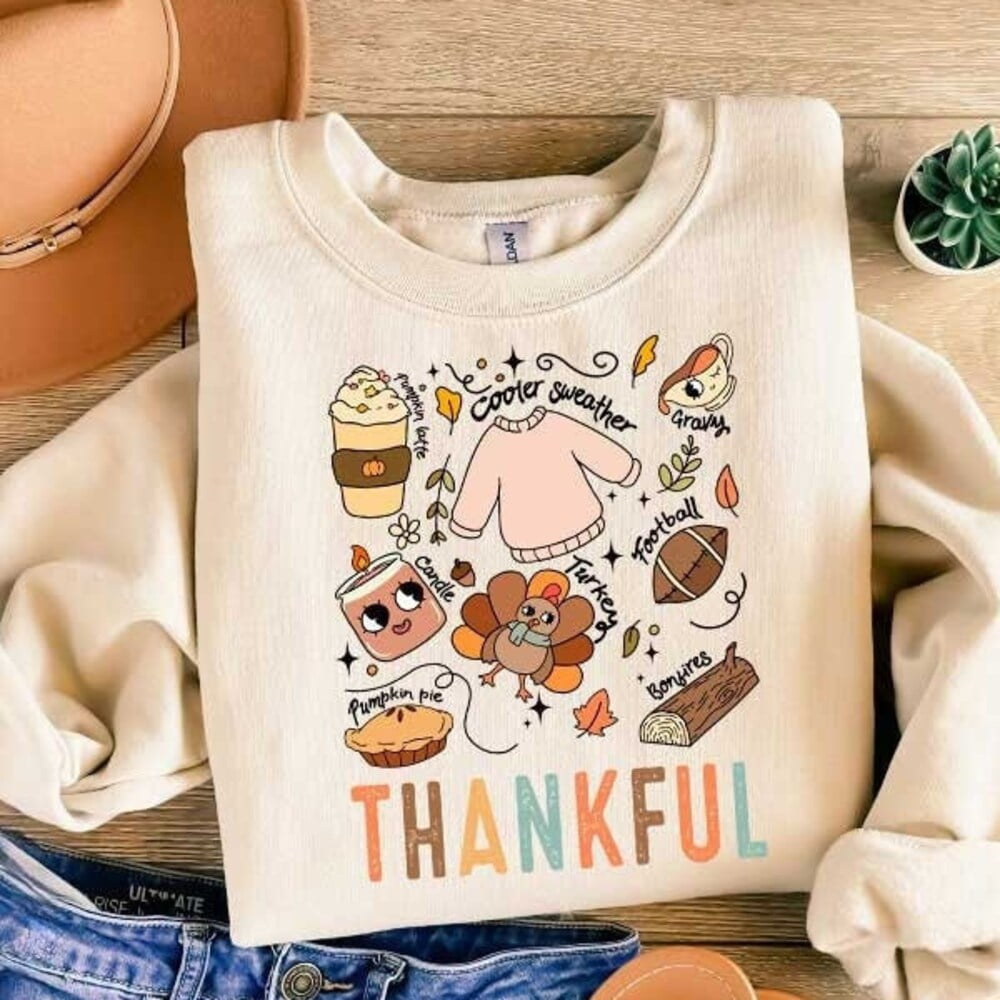 DOVU Retro Thankful Sweatshirt, Thanks.Giving Sweatshirt, Thanks.Giving ...
