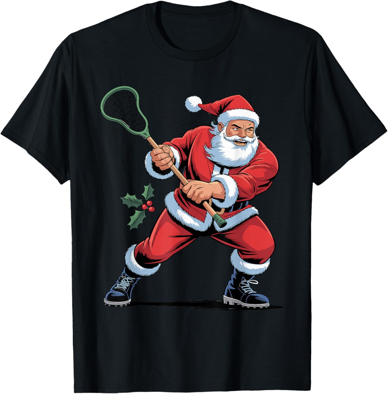 DOVU San.Ta Playing Lacrosse Funny Chris.Tmas Pajama T-Shirt Unisex S-5XL Hot Trending Shirt ...