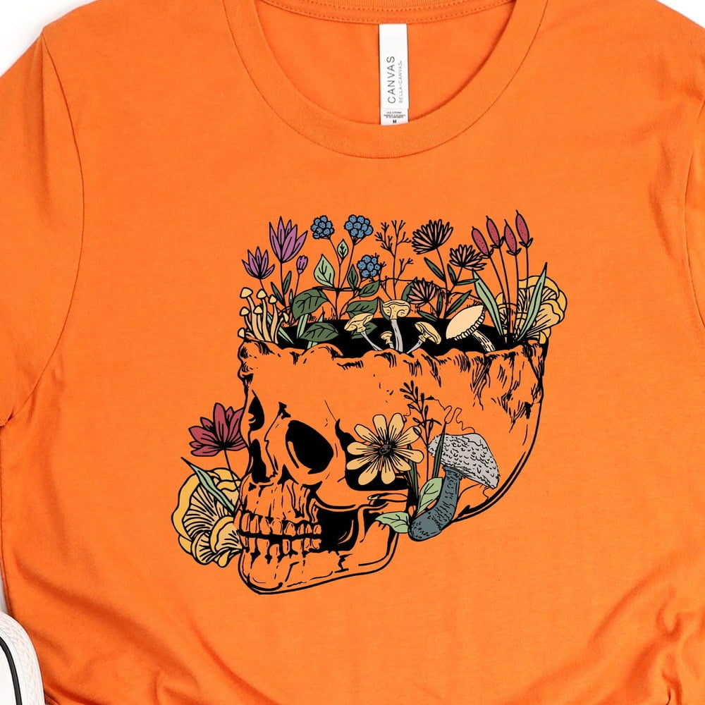 DOVU Skeleton Blooms Tee, Sugar Skull Shirt, Bloom Skull Shirt, Hal.Low.Een 2025 Floral Skull ...