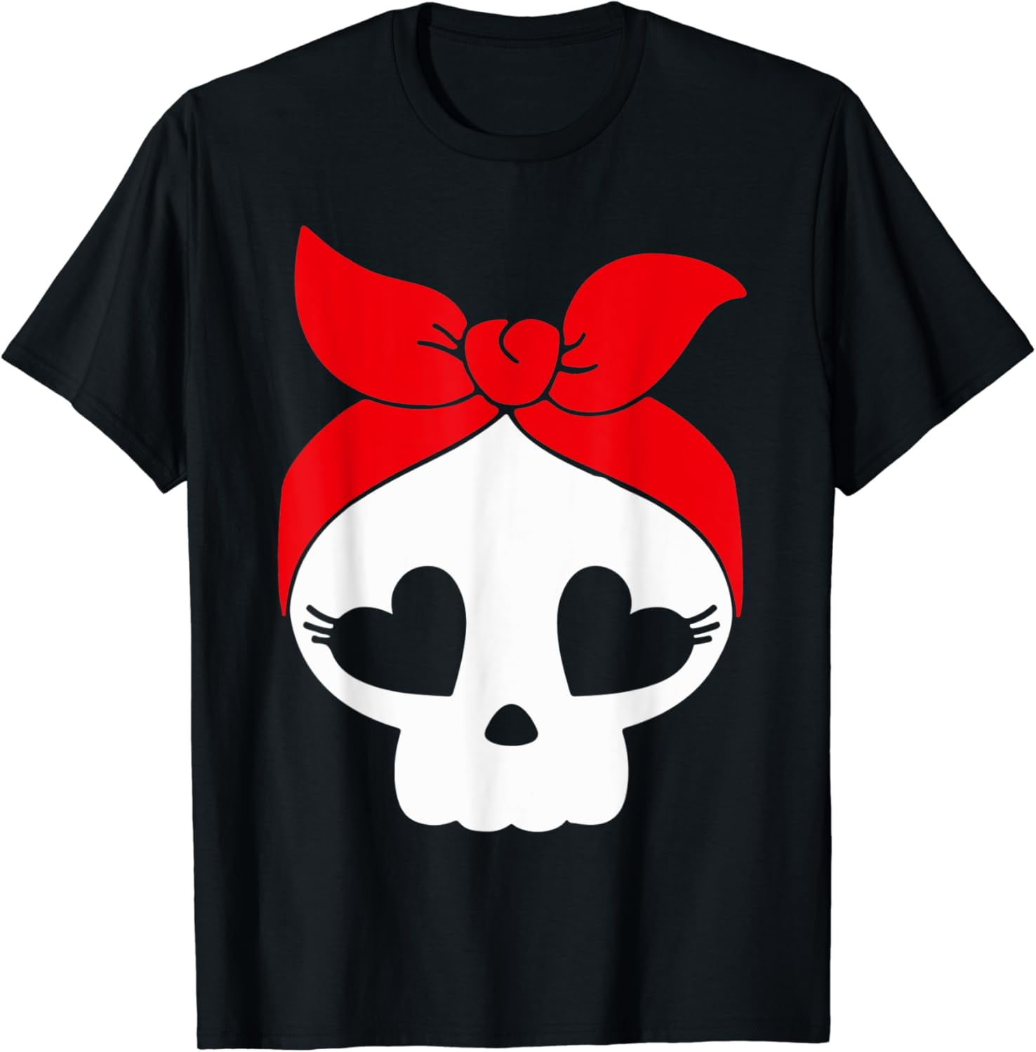 DOVU Skeleton Hear Eyes Lazy Hal.Low.Een Cute Skull Bandana T-Shirt ...