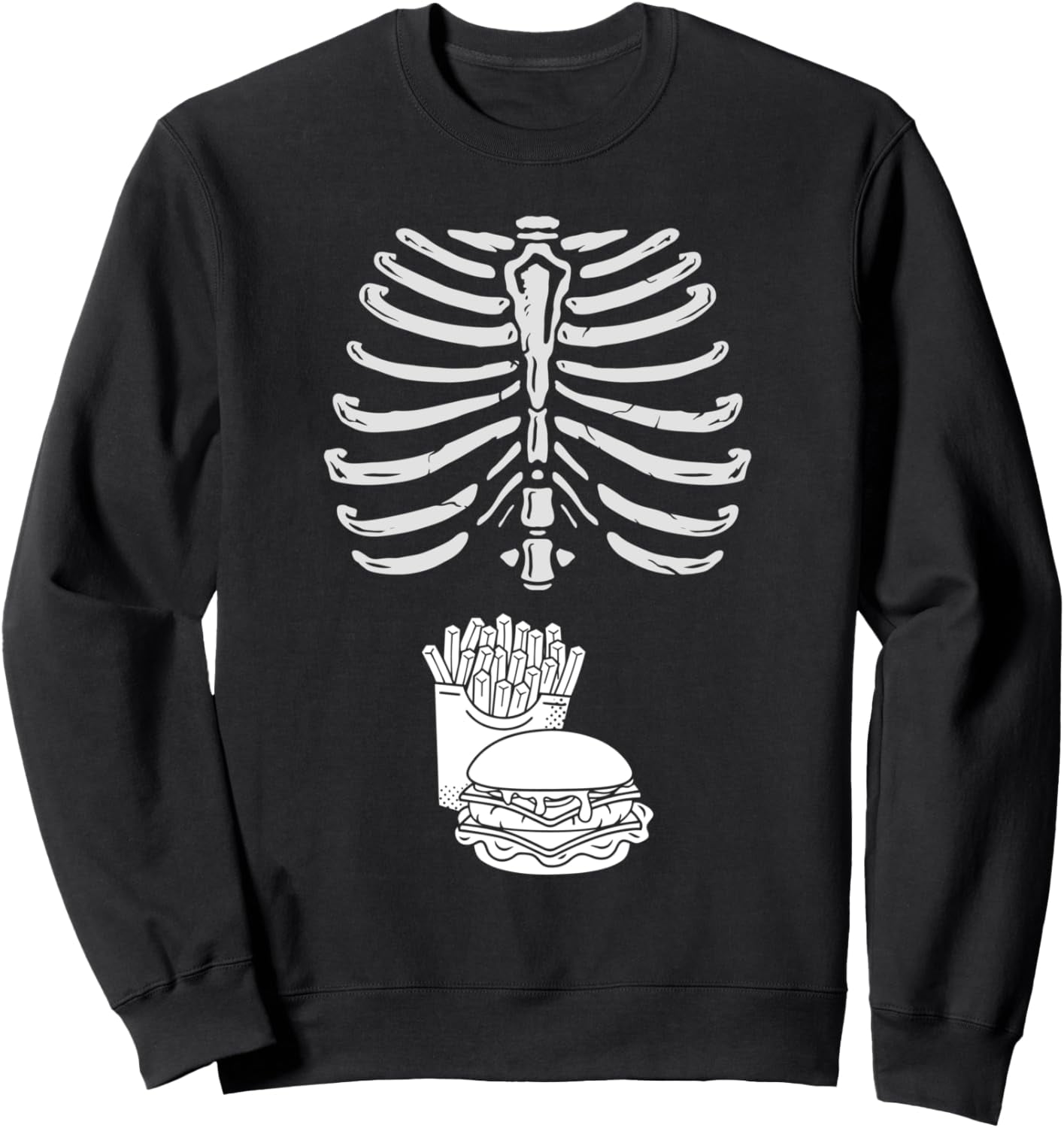 DOVU Skeleton Rib Cage Burger Fries Funny Hal.Low.Een Sweatshirt Trendy ...