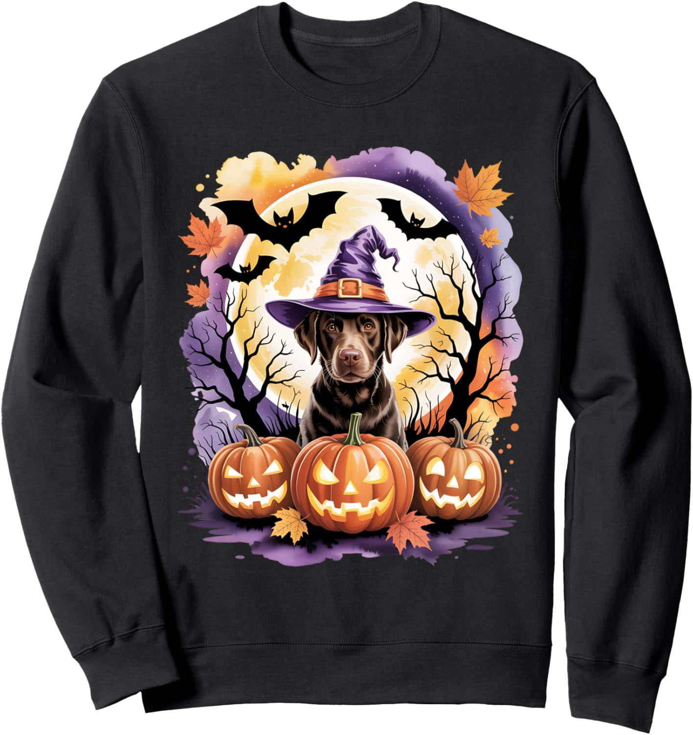 DOVU Spooky Chocolate Labrador Hal.Low.Een Witc.H Hat Bats Pumpkins ...