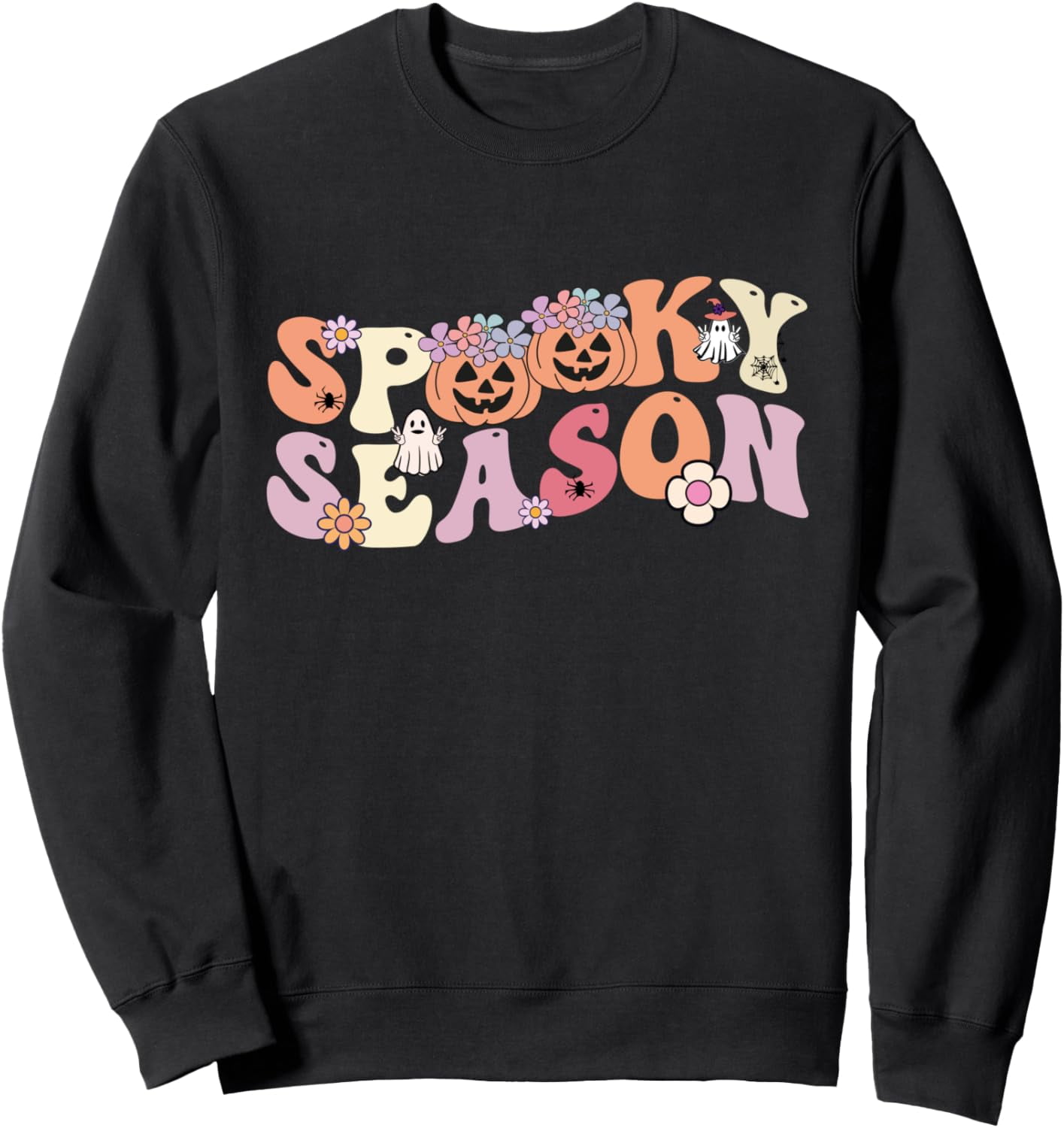 DOVU Spooky Season Groovy Retro Vintage Hal.Low.Een Sweatshirt Trendy Sweatshirt, Birthday Gift ...