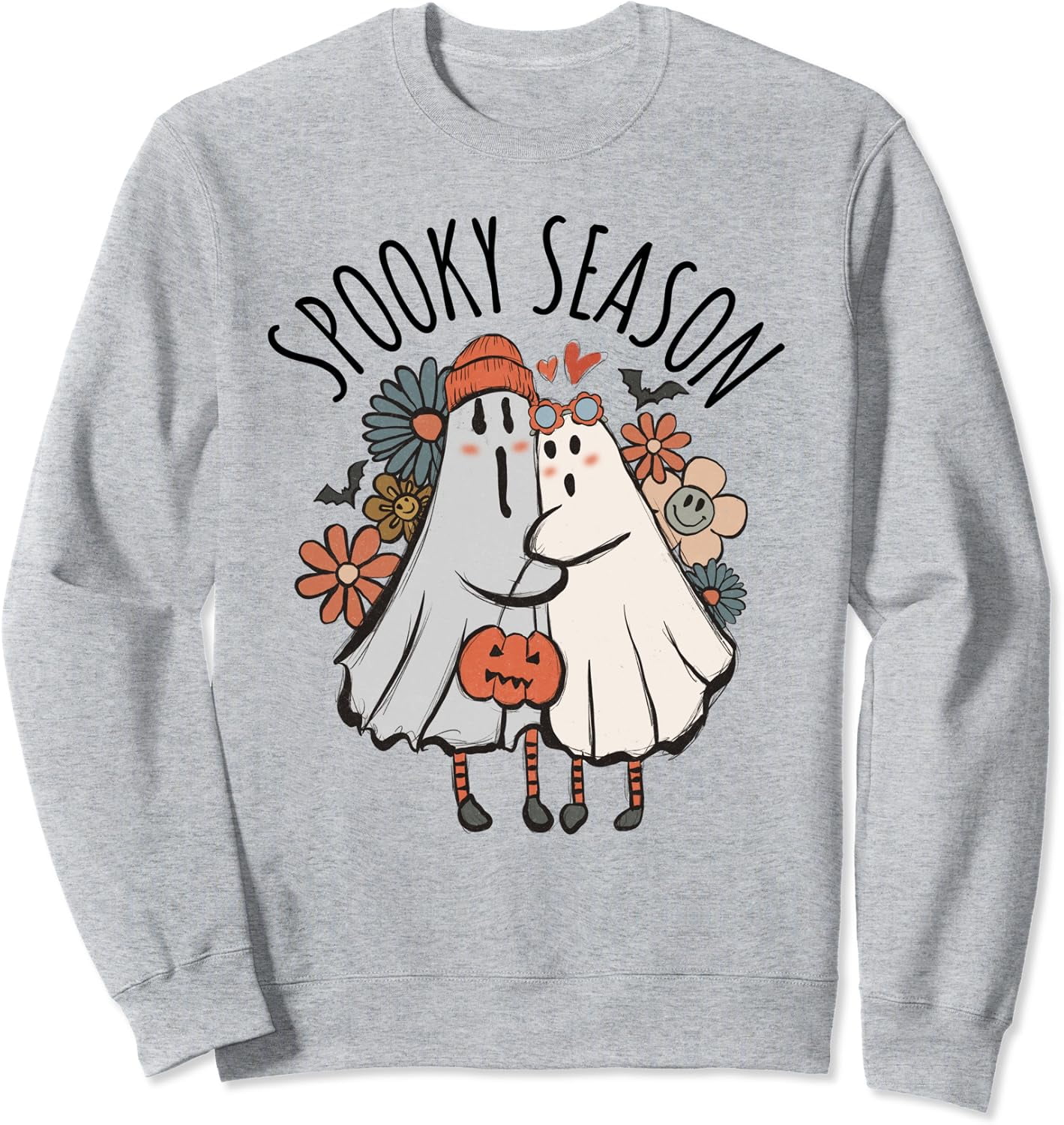 DOVU Spooky Season Retro Ghost Hal.Low.Een Hippie Style Sweatshirt Trendy Sweatshirt, Birthday ...