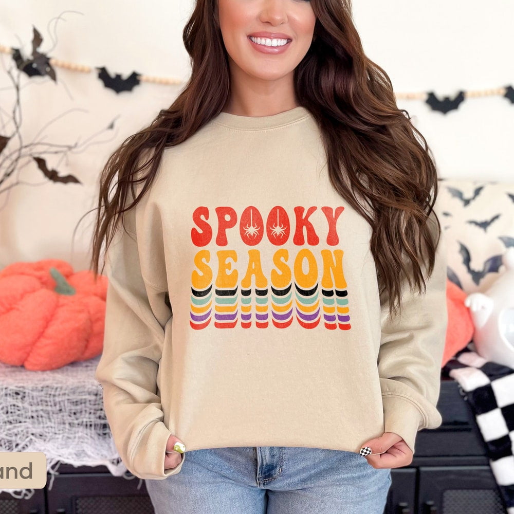 DOVU Spooky Season Sweatshirt, Retro Hal.Low.Een Sweatshirt, Cute Fall Sweatshirt, Vintage ...