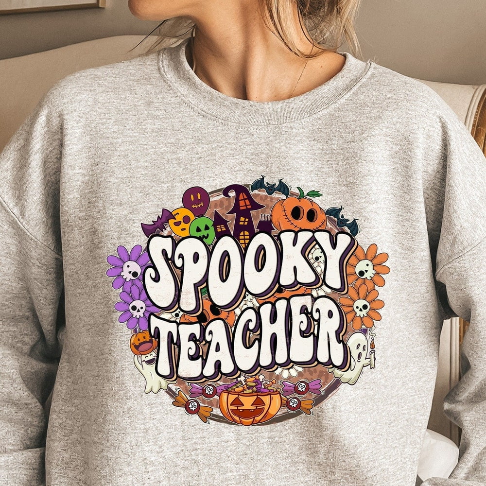 DOVU Spooky Teacher Sweater, Trick Or Teach Sweater, Hal.Low.Een ...