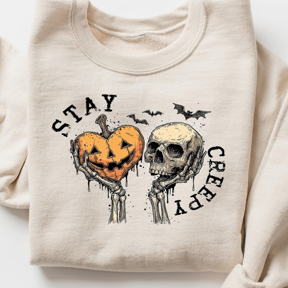 DOVU Stay Creepy Hal.Low.Een Sweatshirt, Tee, Or Sweatshirt, Pumpkin ...