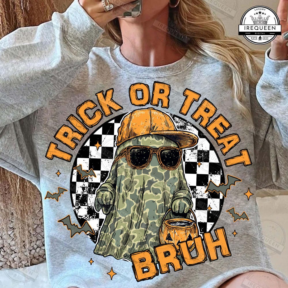 DOVU Sweet Haunt Night Bruh Camo Ghost Sweatshirt, Hal.Low.Een ...
