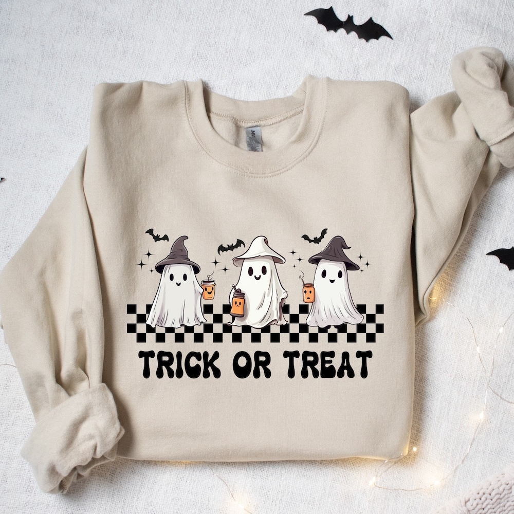 DOVU Sweet Haunt Night Cute Ghosts Hal.Low.Een Sweatshirt, Sweet Haunt ...