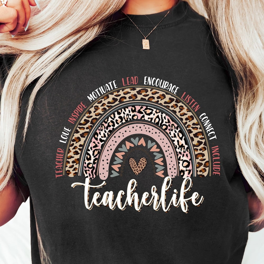 DOVU Teacher Life Rainbow Shirt, Inspirational Teacher Shirts, Teach ...