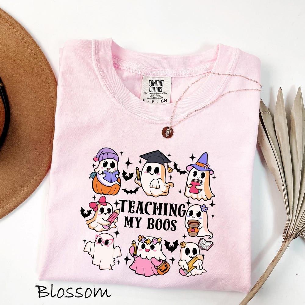 DOVU Teaching My Boos Teacher Shirt, Ghost T-Shirt, Hal.Low.Een Teacher ...
