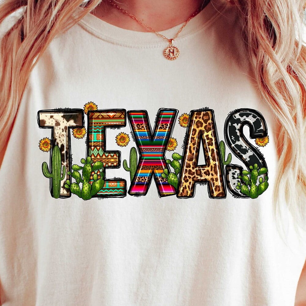 DOVU Texas Cactus Sunflower T-Shirt, Texas State Shirt, Texas Lovers ...