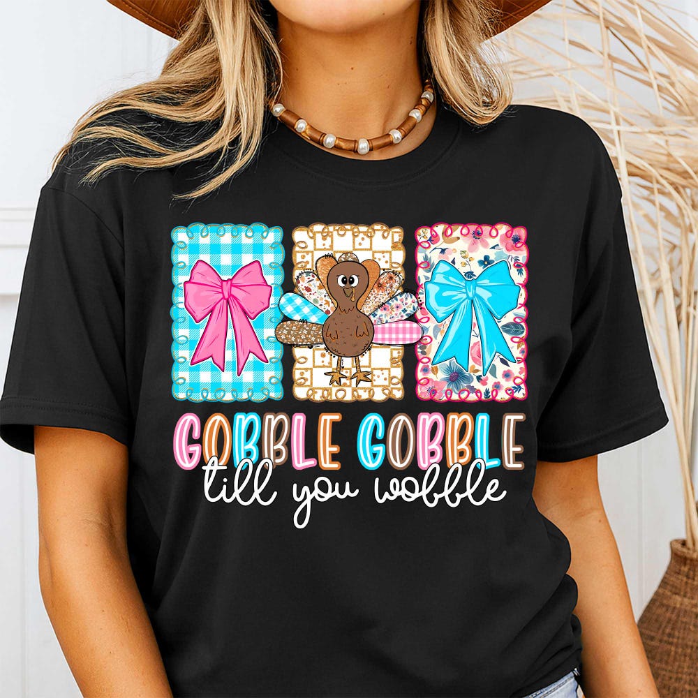 DOVU Thanks.Giving G0B.Ble Till You Wobble Coquette Bow Shirt, Bright ...
