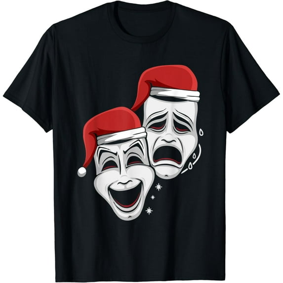 DOVU Theater Mask San.Ta Hat Chris.Tmas Pajama Musical Broadway T-Shirt ...