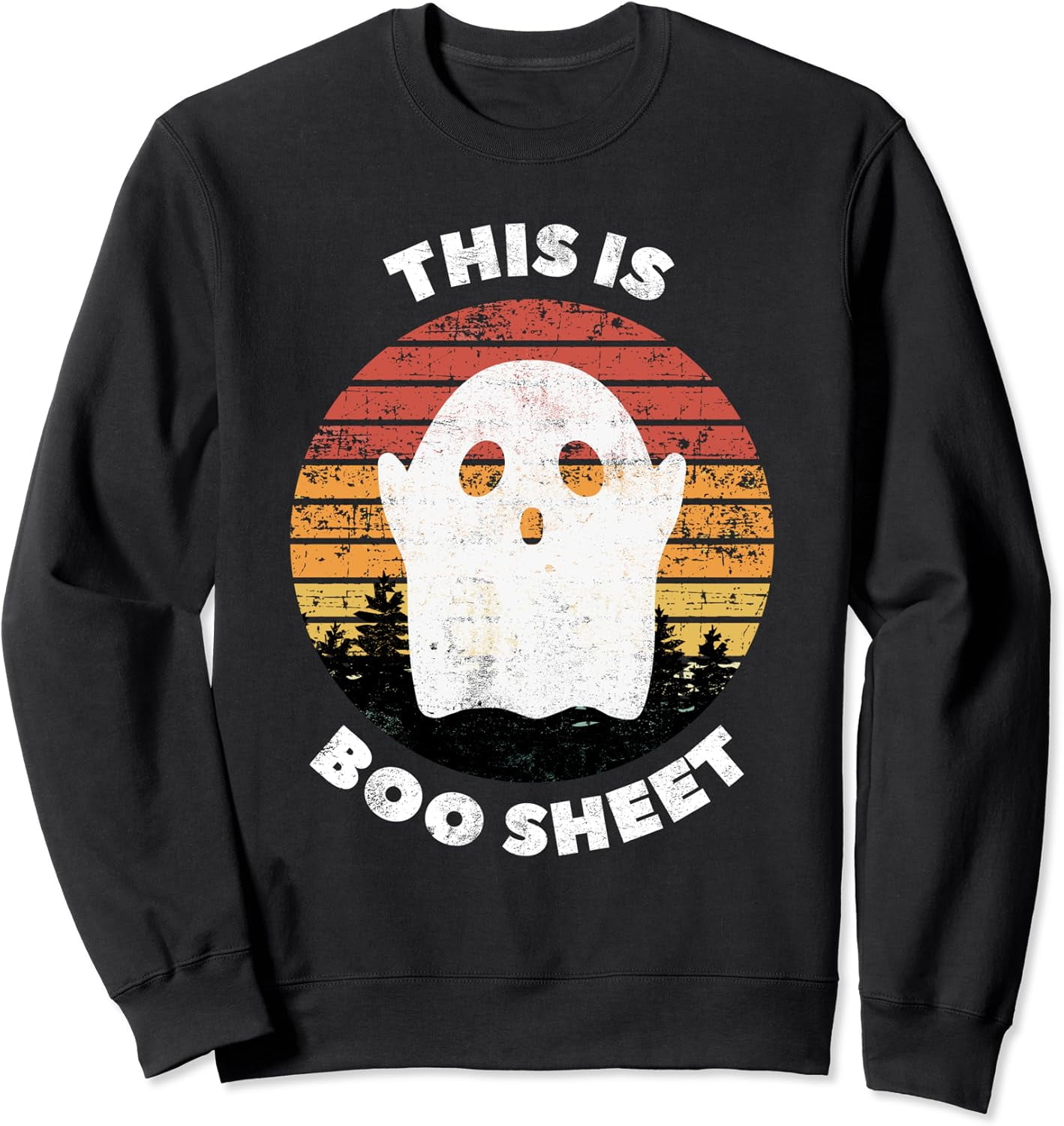 DOVU This Is Boo Sheet Retro Cute Hal.Low.Een Angry Ghost Sweatshirt ...