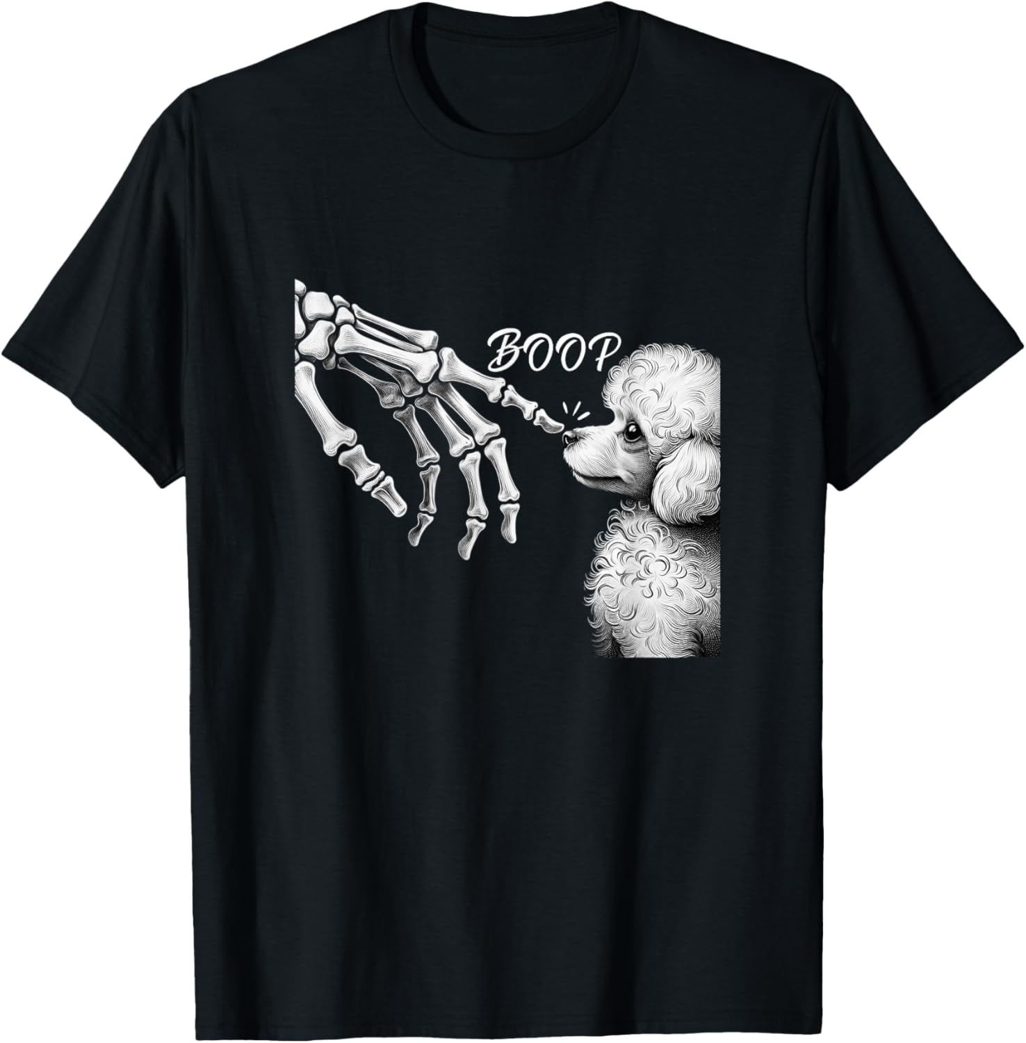 DOVU Toy Poodle Skeleton Hand Boop Hal.Low.Een Pet Women T-Shirt Unisex ...