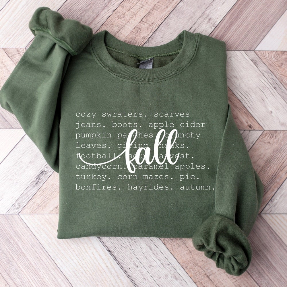 DOVU Trendy Fall Words Sweatshirt, Cute Fall Words Sweatshirt, Fall ...