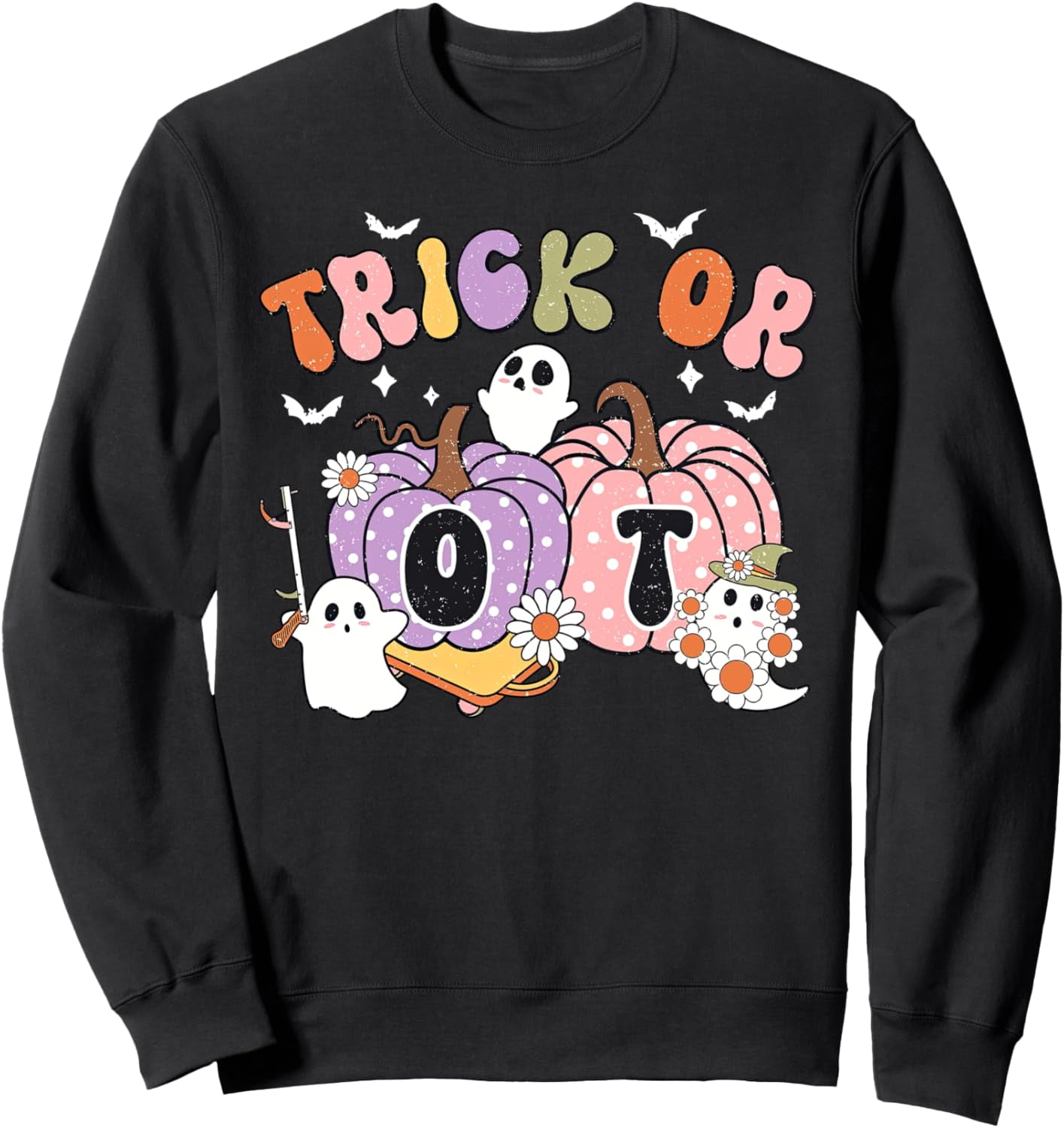 DOVU Trick Or Ot Pumpkin Ghost Occupational Therapy Hal.Low.Een Sweatshirt Trendy Sweatshirt ...