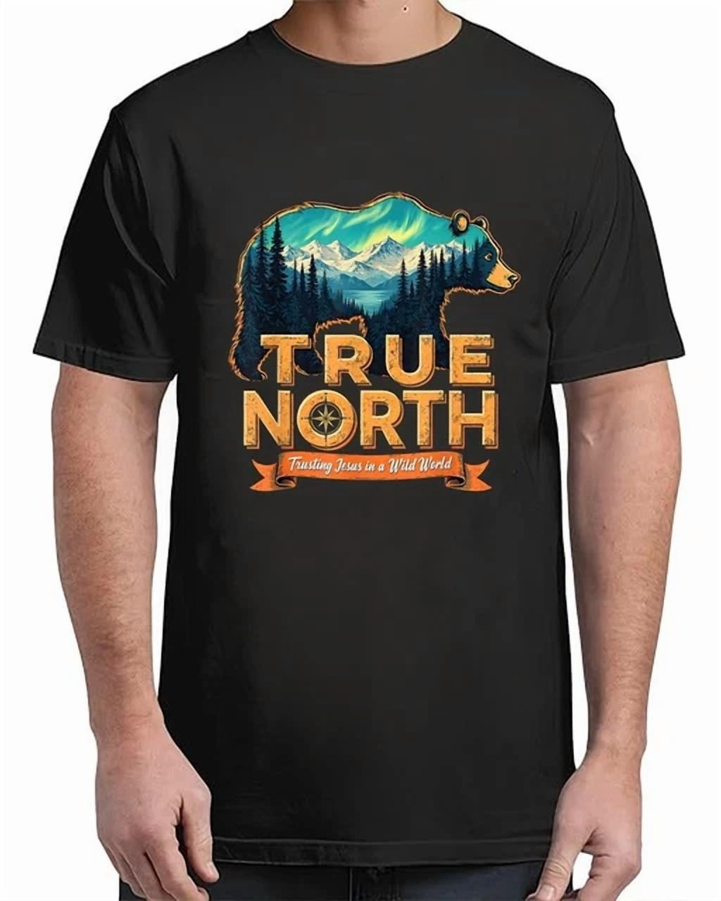 DOVU True North Trusting Jesus Wilderness Christian Funny T-Shirt ...