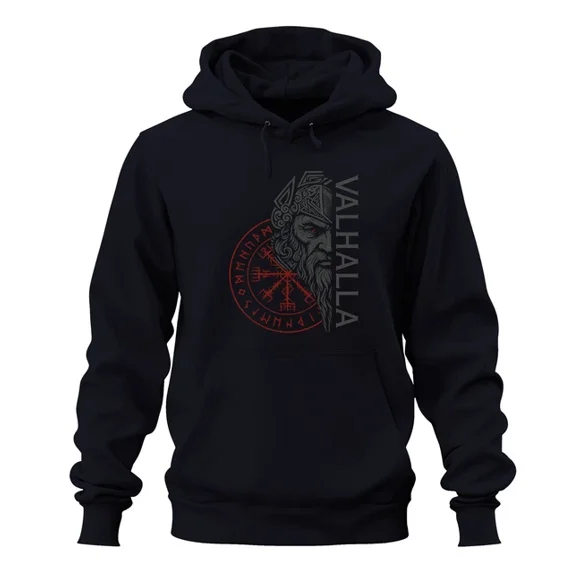 DOVU Valhalla Viking Norse Mythology Vegvisir Runes Odin Gift Hoodie ...