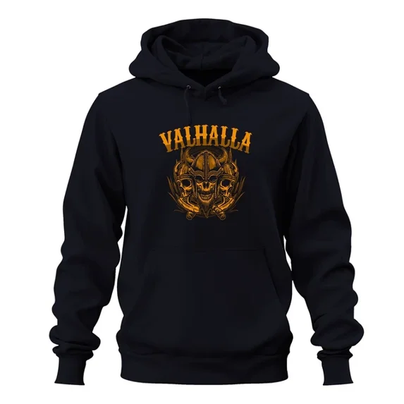 DOVU Valhalla Viking Skull Helmet Axes Norse Mythology Runes Hoodie ...