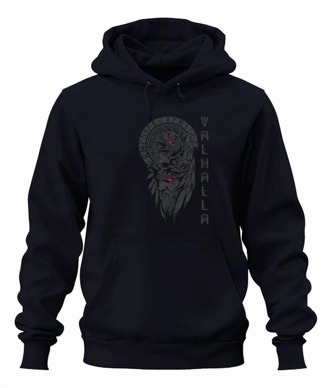 DOVU Valhalla Viking Skull Norse Rune Wreath Odin Raven Red Hoodie ...